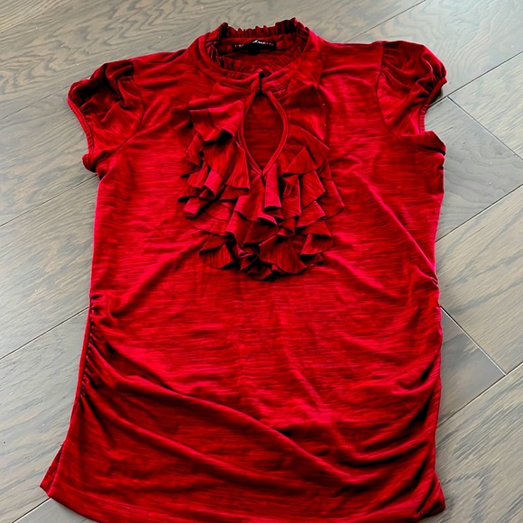 HeartSoul | Tops | Red And Black Key Hole Ruffle Shirt | Poshmark